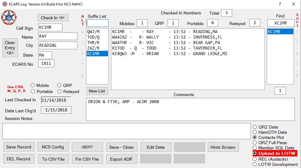 NCS Logging Software